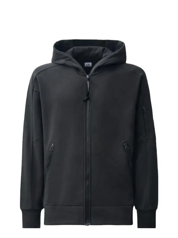 C.P. COMPANY Zip-up Hoodie With Lens Detail - Black