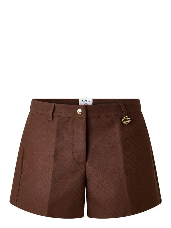 Casablanca Belt Loop Shorts With Geometric Pattern - Chocolate