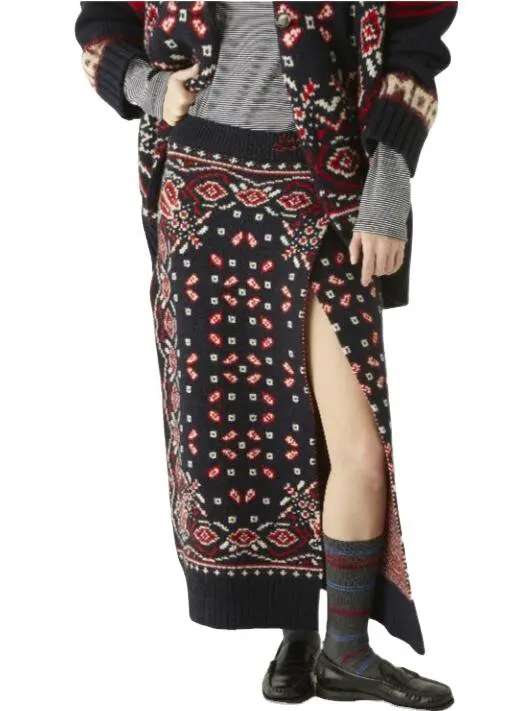 Giada Benincasa Fair Isle Knitted Skirt - Navy