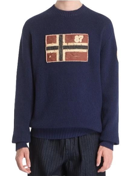 NAPAPIJRI Logo Patch Knitted Sweater - Blue