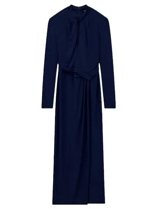 Giorgio Armani Long-sleeved Dress With Front Knot Detail - Blue