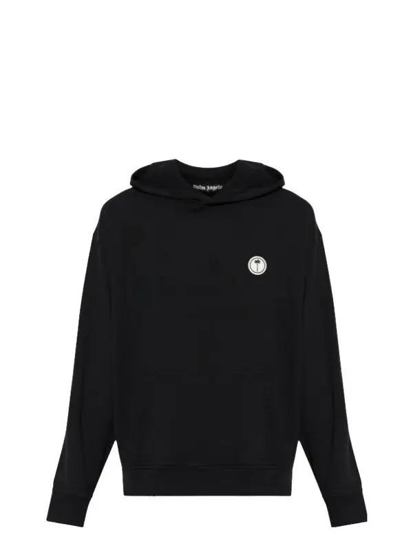 Palm Angels Long-sleeve Hooded Sweatshirt With Logo Patch - Black
