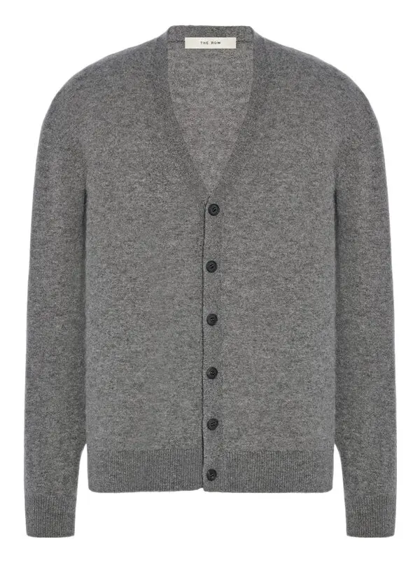 THE ROW Long Sleeve V-neck Cardigan - Grey