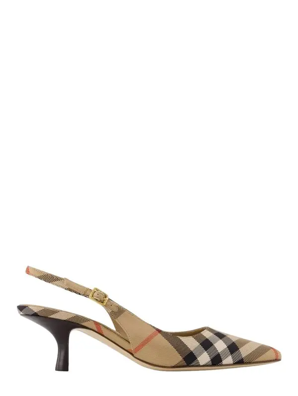 Burberry Dame Check-print Slingback Pumps - Multi-color