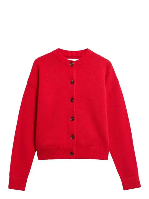 Barbour Cardigan With Toggle Buttons And Logo Detail - Red