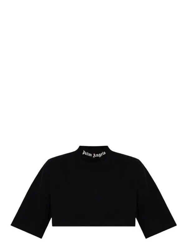 Palm Angels Logo Cropped T-shirt - Black