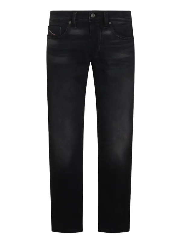 DIESEL® Logo Patch Straight-leg Jeans - Black