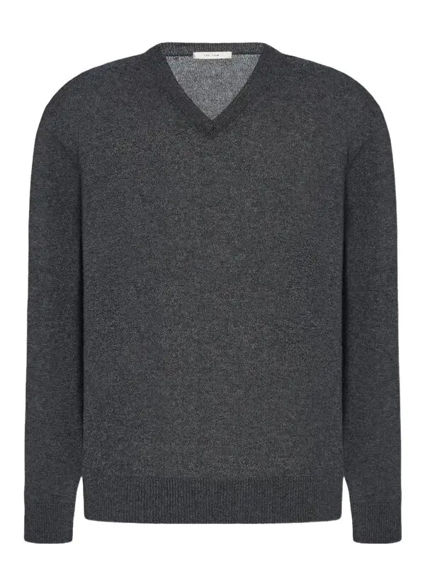 THE ROW Long-sleeve V-neck Top - Grey
