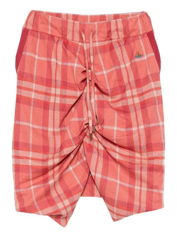 VIVIENNE WESTWOOD Check-pattern Ruched Midi Skirt - Pink