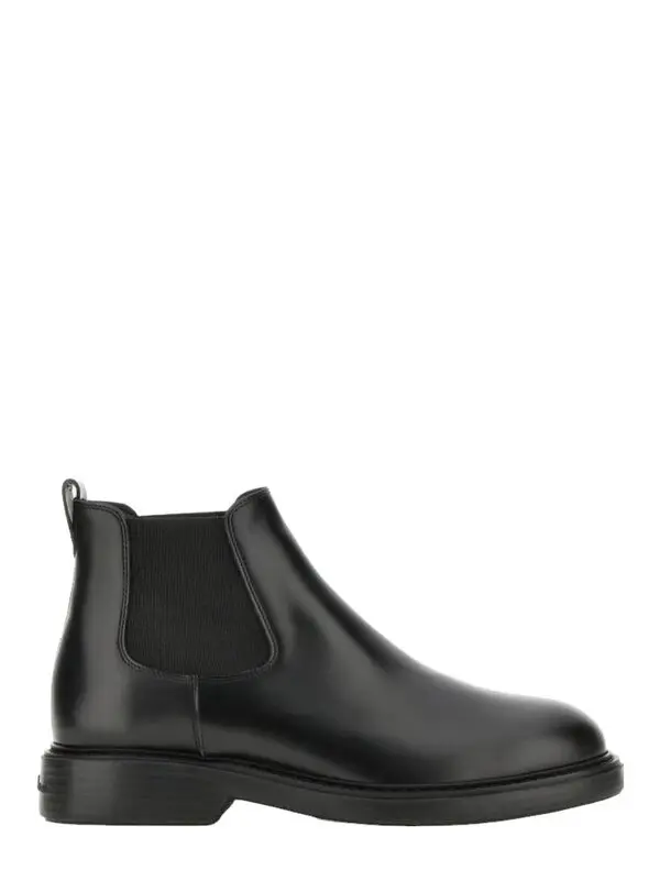 Hogan Round Toe Slip-on Chelsea Boots - Black