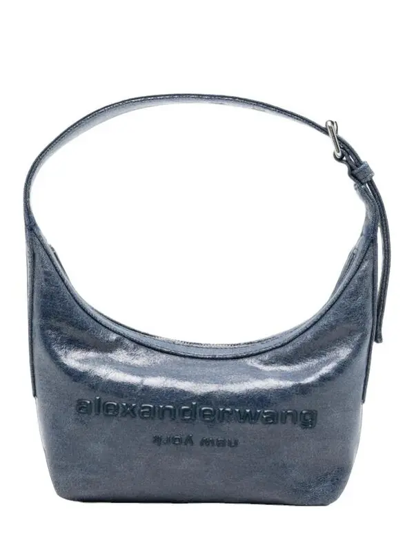Alexander Wang Crinkled-effect Logo-debossed Shoulder Bag - Blue