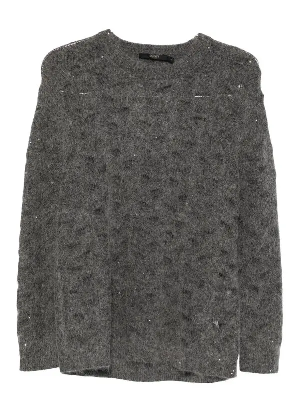 Seventy Sequin-embellished Open-knit Sweater - Grey