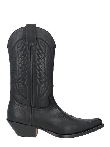 MAISON MARGIELA Embossed Leather Cowboy Boots - Black