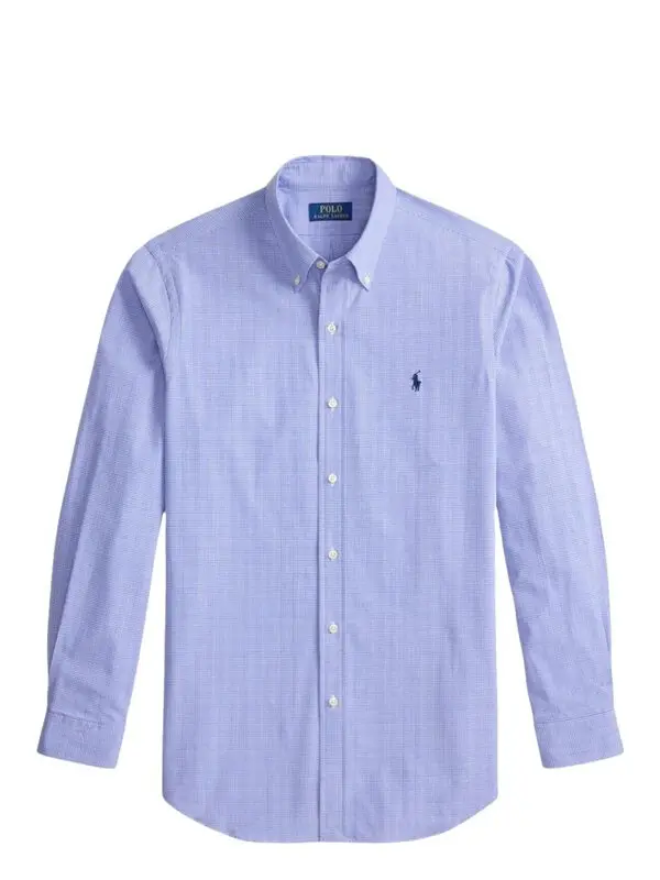 Polo Ralph Lauren Checked-pattern Logo-embroidered Shirt - Blue
