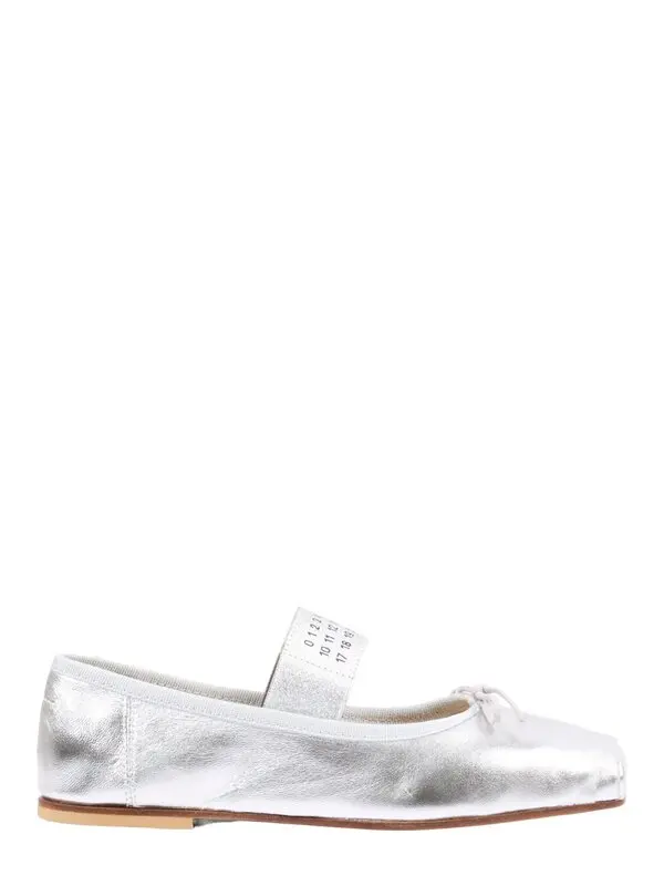 MAISON MARGIELA Metallic Logo Ballet Flats - Silver