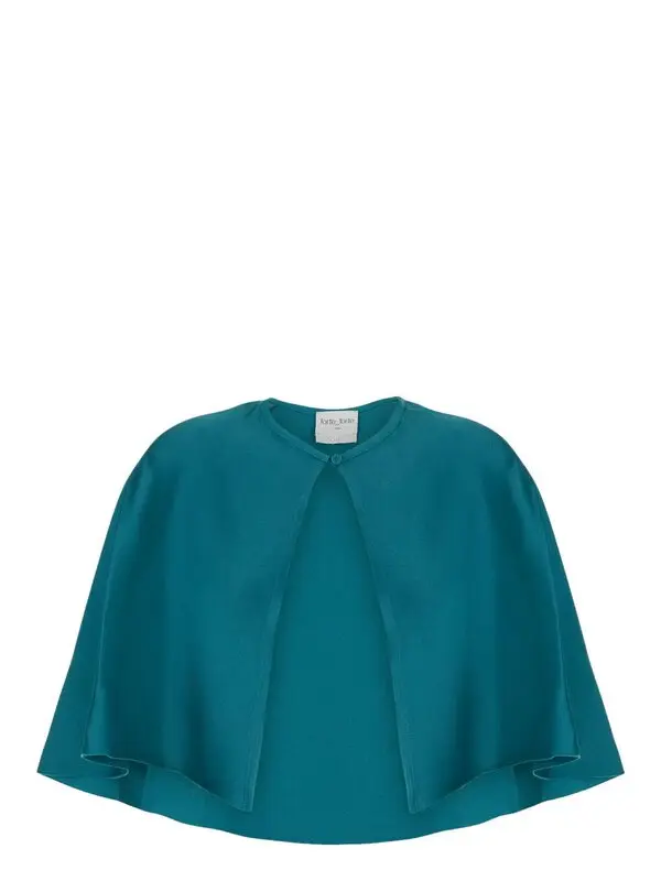 FORTE_FORTE Silk Button-front Cape - Blue