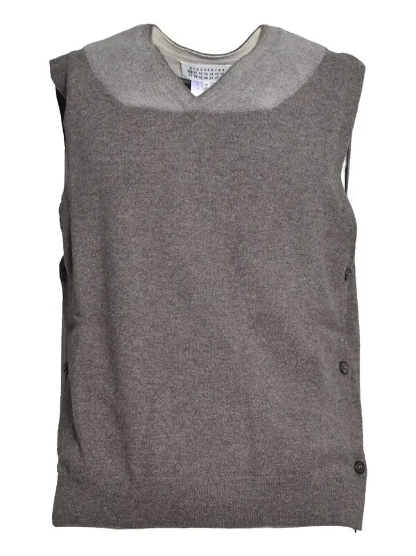 MAISON MARGIELA Sleeveless Vest With Ribbed Details - Gray