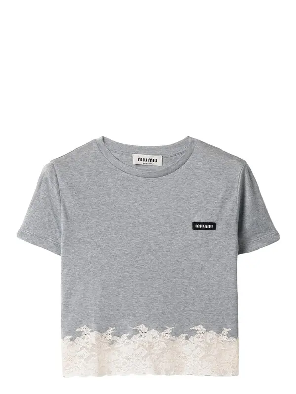 Miu Miu Silk Jersey Top - Grey