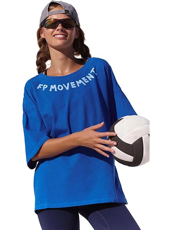 Free People Bleached Logo T-shirt - Deep Indigo