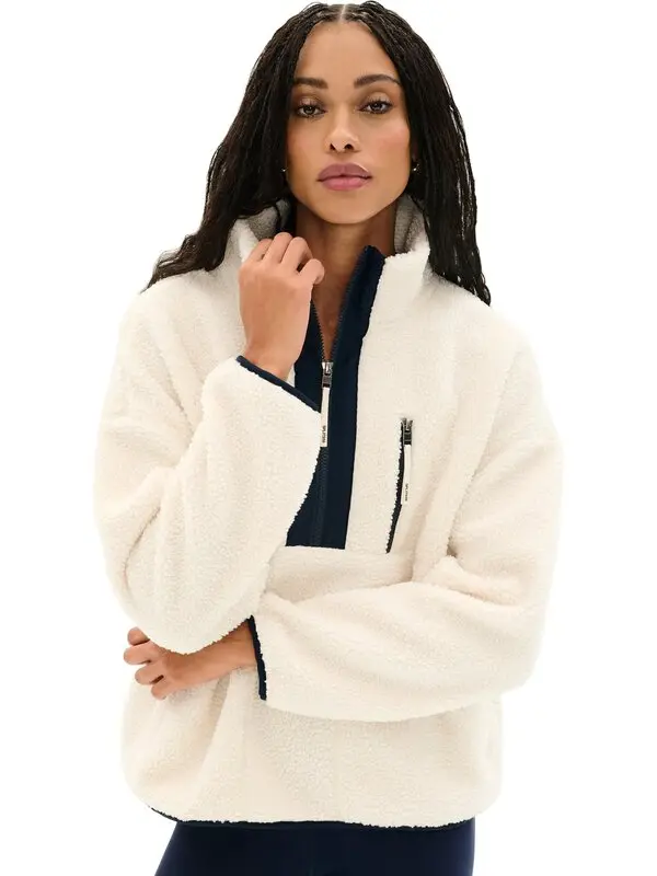 Splits59 Reese Sherpa Half Zip Pullover - Creme/indigo
