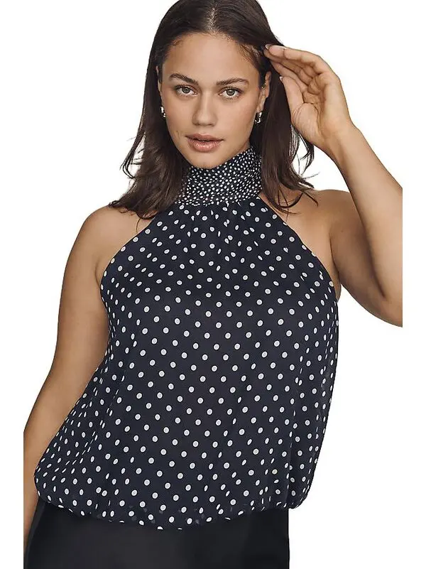 Maeve Mock-neck Bubble Top - Navy