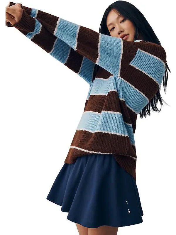 Sundry Long-sleeve Rugby Pullover - Sky Blue Multi