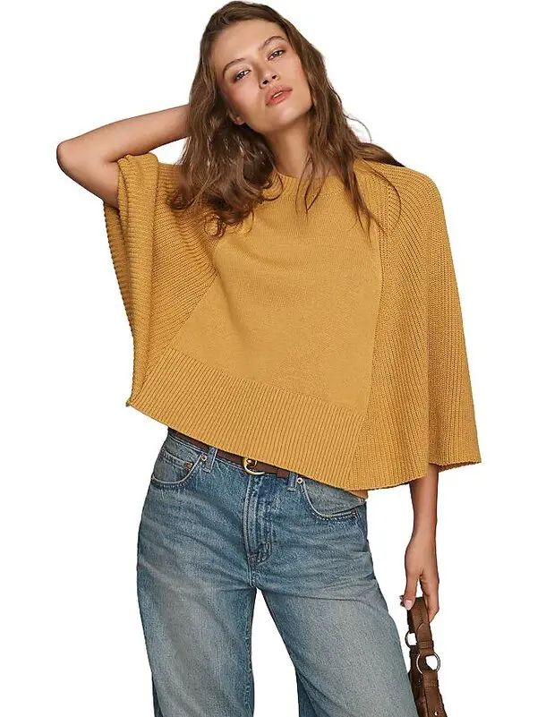 Anthropologie Cotton Wool Cape Sweater - Camel