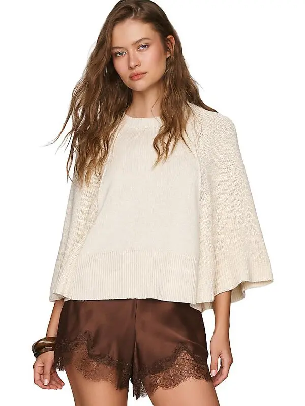 Anthropologie Cotton Wool Cape Sweater - Ivory