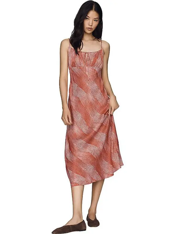 Maeve Printed Midi Slip Dress - Red Pattern