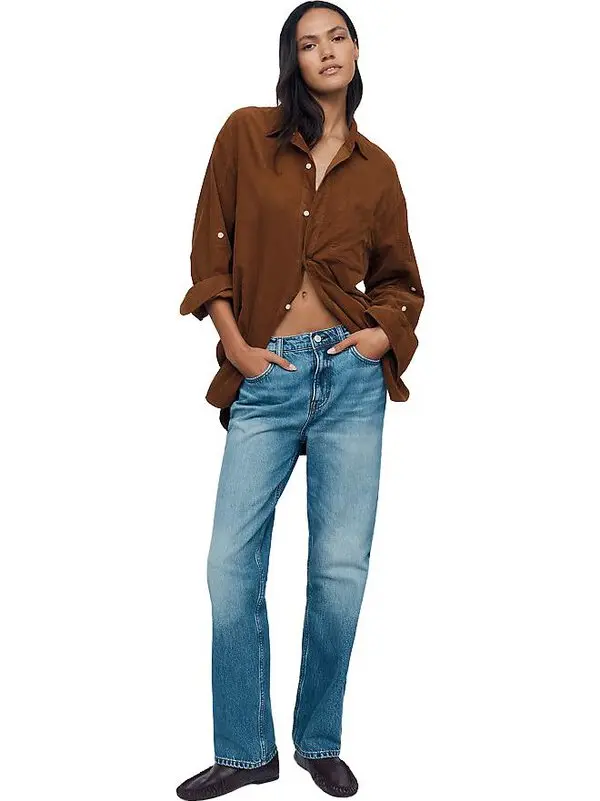 Anthropologie Reformation Leda High-rise Straight Jeans In Medium Wash - Reef