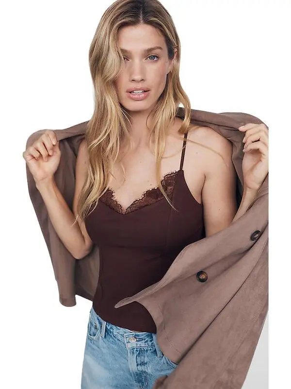 Astr The Label Naomi Lace-trim Tank Top - Brown