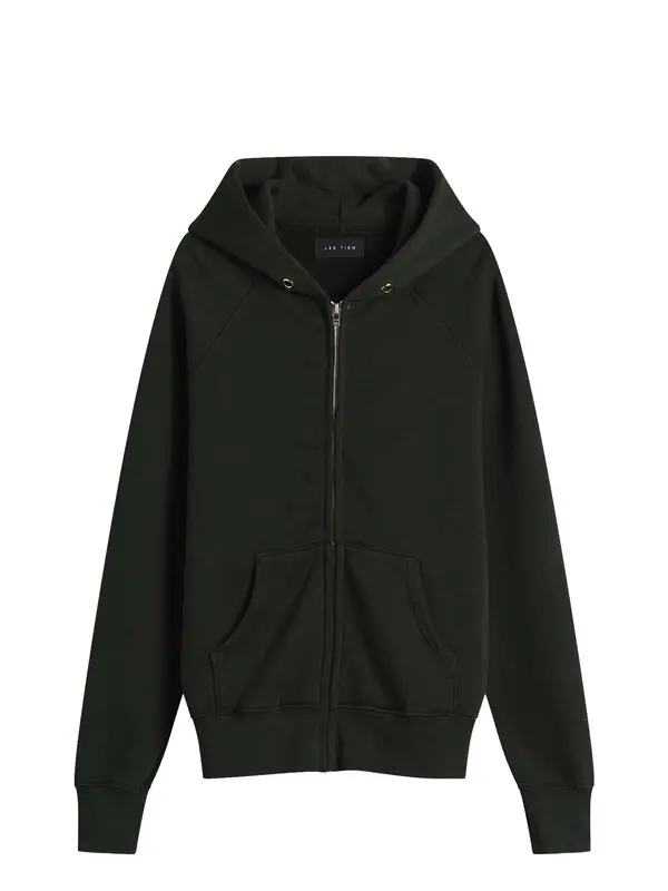 LES TIEN Heavyweight Raglan Zip Hoodie - Pine