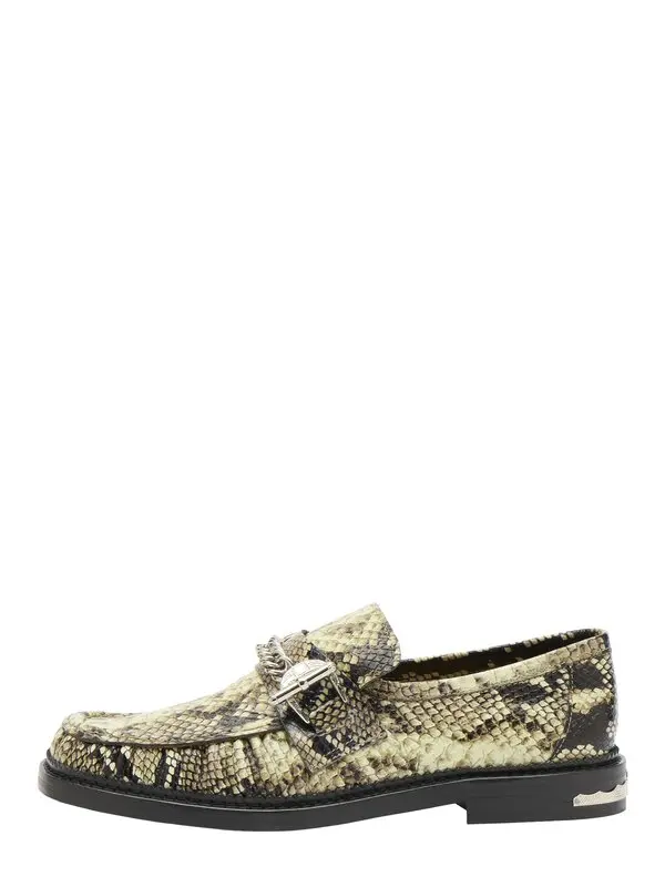 Toga Snake Embossed Loafer With Chain Detail - Natural