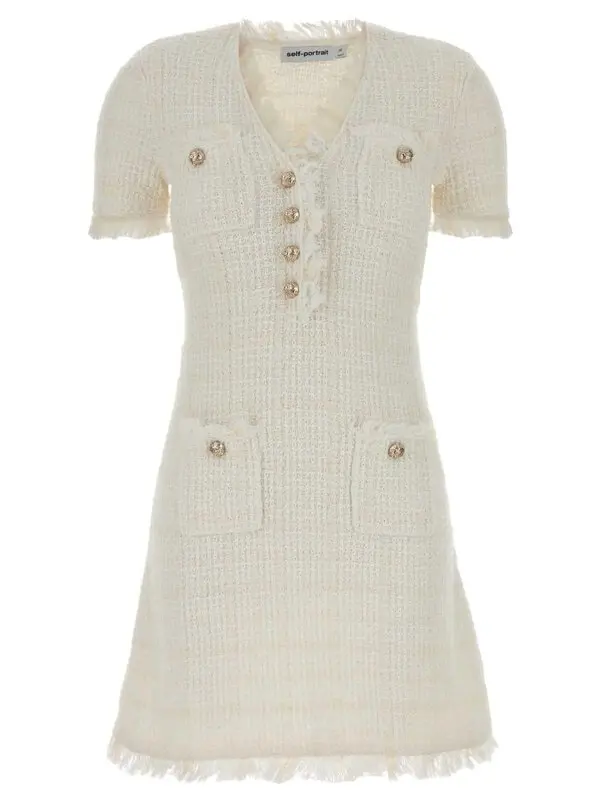 SELF-PORTRAIT Textured Knit Mini Dress - Multicolor