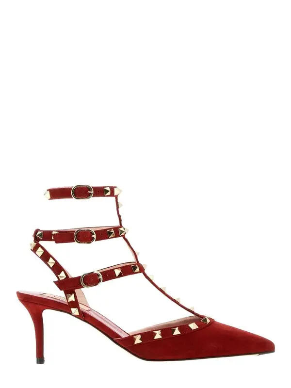 Valentino Garavani Suede Rockstud Pumps - Red
