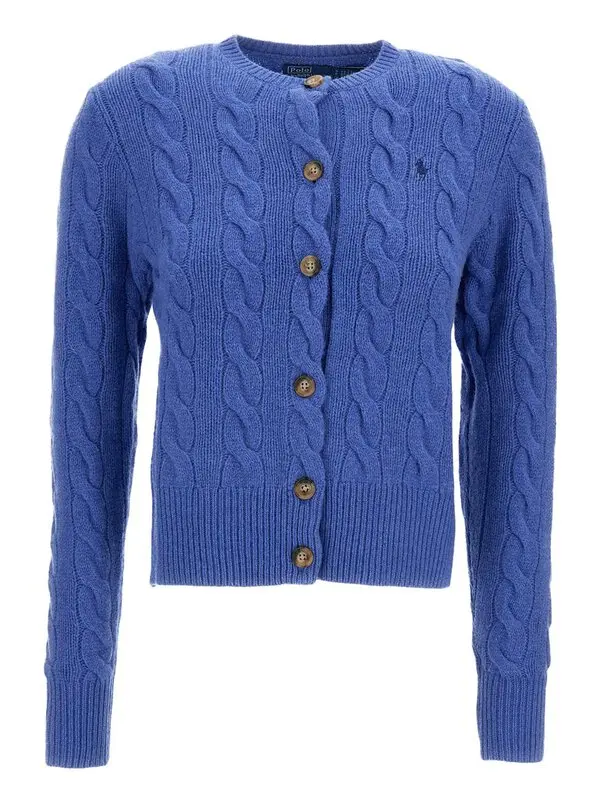 Polo Ralph Lauren Cable Knit Cropped Cardigan - Blue