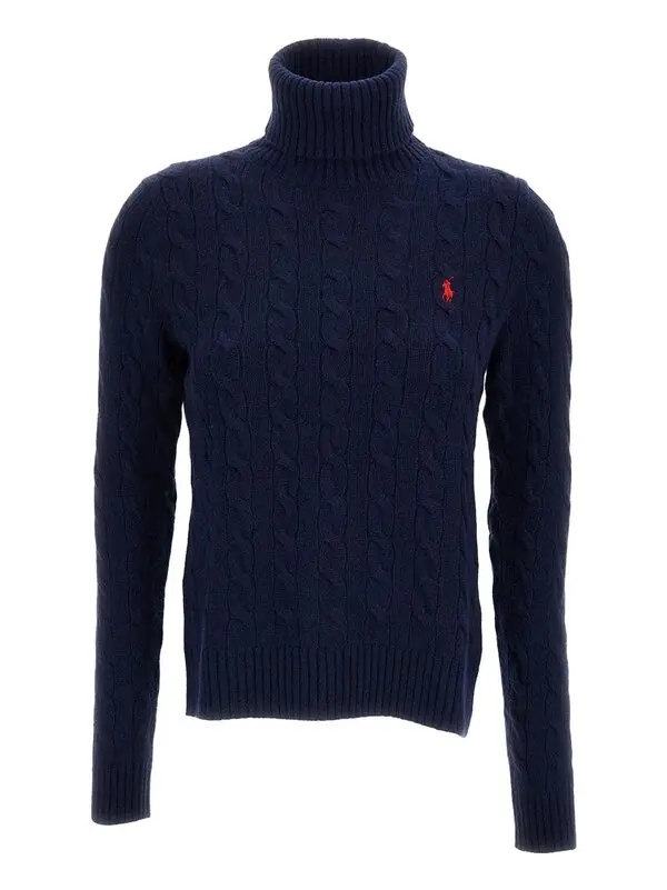 Polo Ralph Lauren Cable Knit Turtleneck Pullover - Blu
