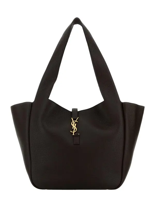 Saint Laurent Le 5 À 7 Bea Shopping Bag In Deer Leather With Golden Metal Finishing - Brown