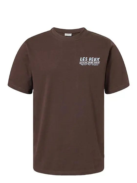 LES DEUX Record Cotton T-shirt - Brown
