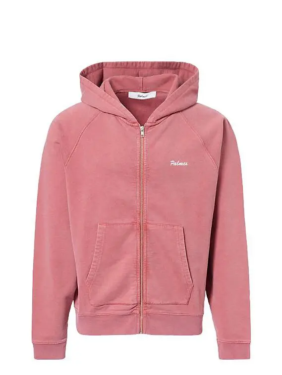 PALMES Brand-print Cotton Hoody - Red
