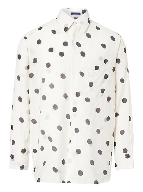 Paul Smith Polka-dot Semi-sheer Wool-blend Shirt - White