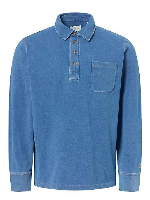 Gant Contrast-stitch Cotton Rugby Shirt - Indigo