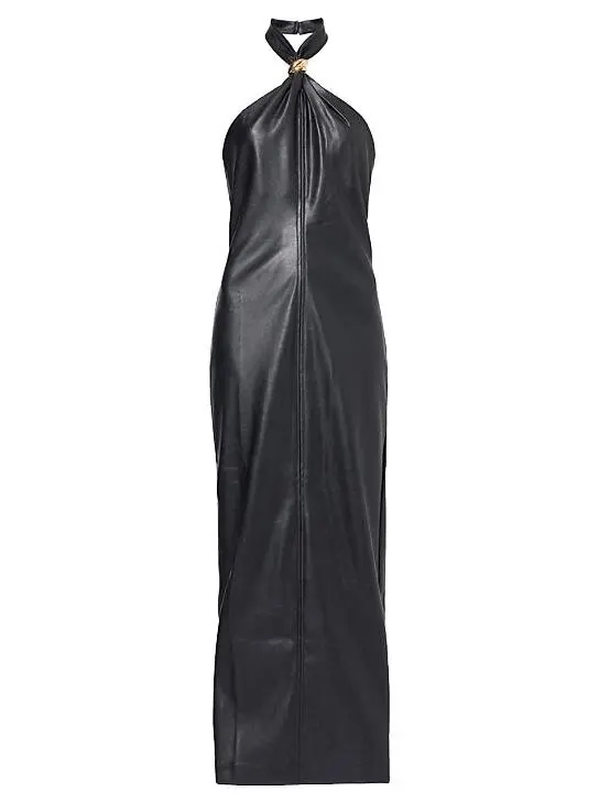 4TH & RECKLESS Rhea Halter-neck Faux Leather Midi Dress - Black