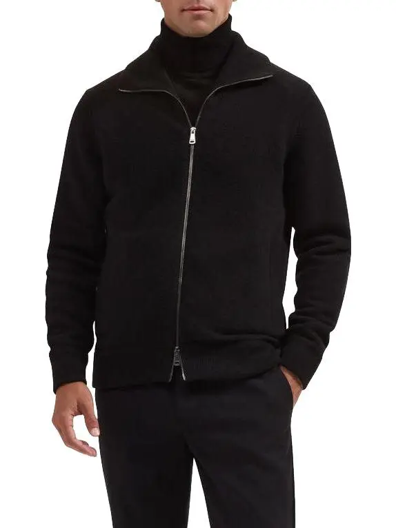 Bugatchi Wool Blend Full Zip Sweater Jacket - Black