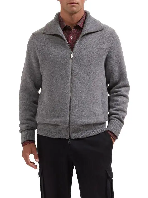 Bugatchi Wool Blend Full Zip Sweater Jacket - Graphite