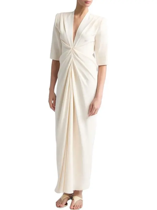 Loulou De Saison Willa Pleated Silk Maxi Dress - Ivory