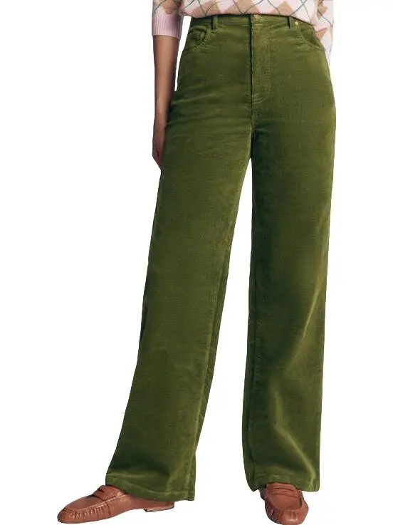 Boden High Waist Corduroy Column Jeans - Forest Green