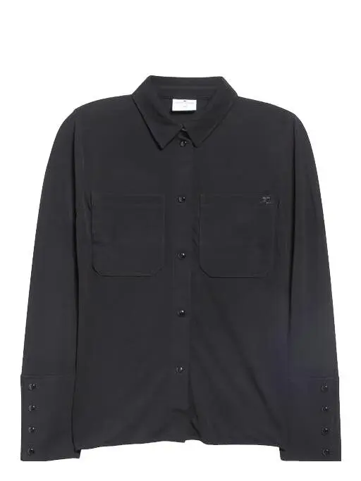 COURREGES Two-pocket Stretch Jersey Snap Front Shirt - Black