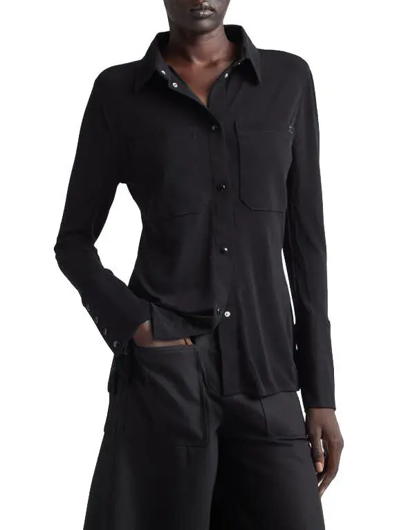 COURREGES Two-pocket Stretch Jersey Snap Front Shirt - Black