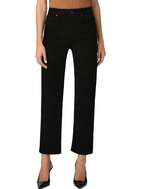Paige Stevie High Waist Ankle Straight Leg Jeans - Black Shadow